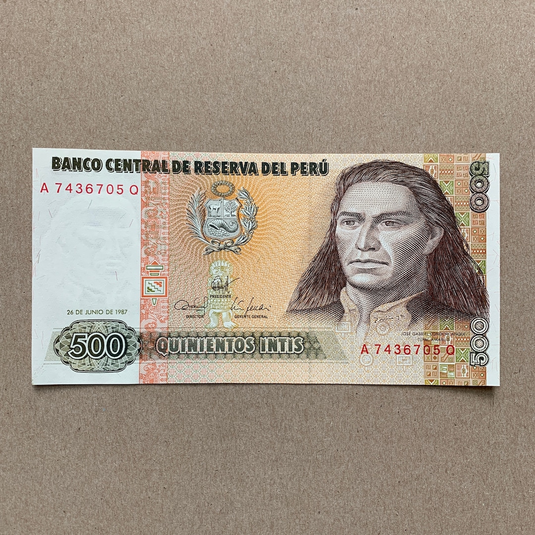 Billete peruano de 500 Intis de los años 1980. Moneda de Perú. José ...