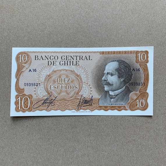 1970 Chilean 10 Escudos Banknote. Chile Currency Note. Jose | Etsy
