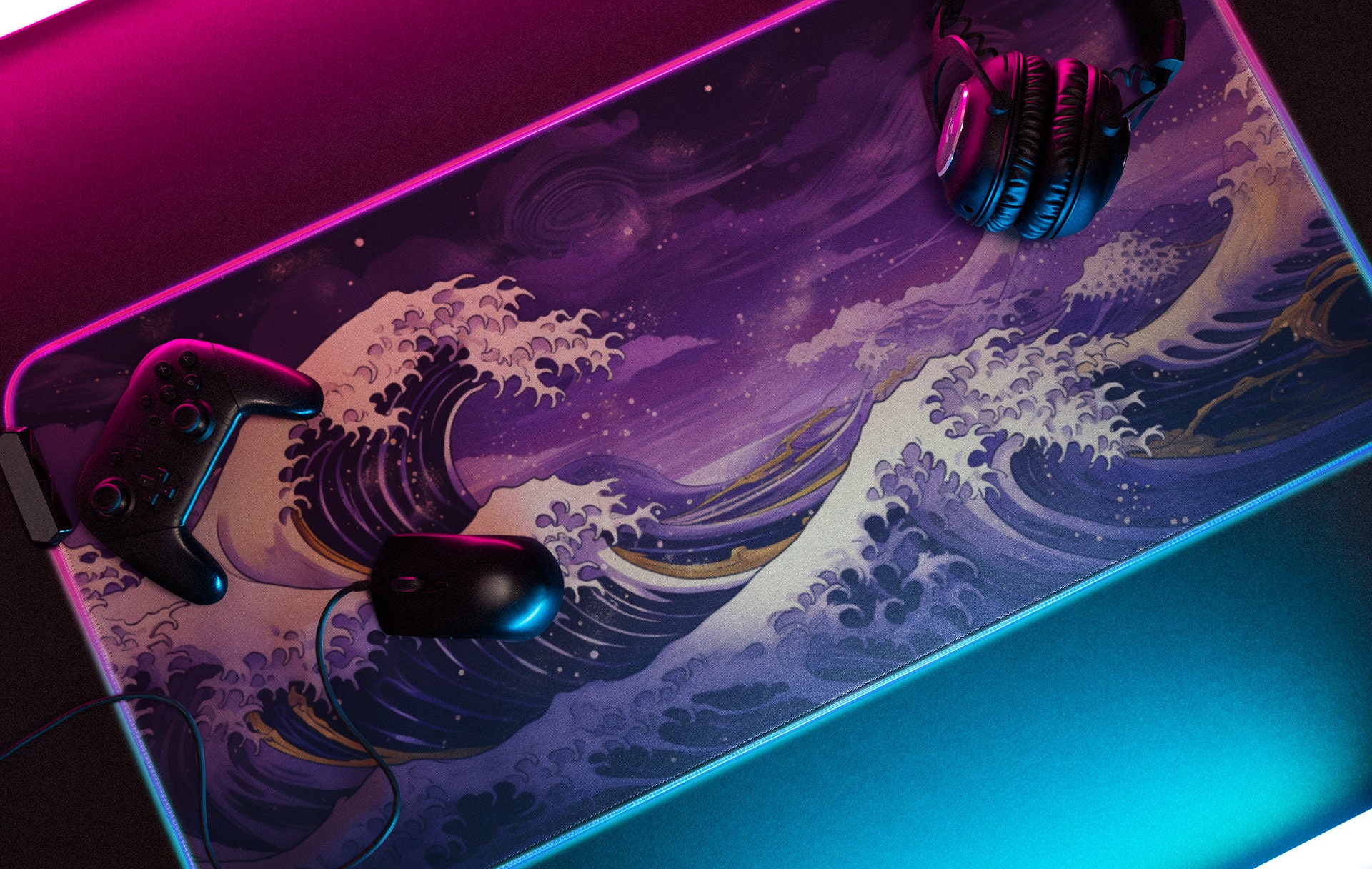 Japanese Art Gaming Mouse Pad Ukiyo E Desk Mats Violet Winter - Etsy