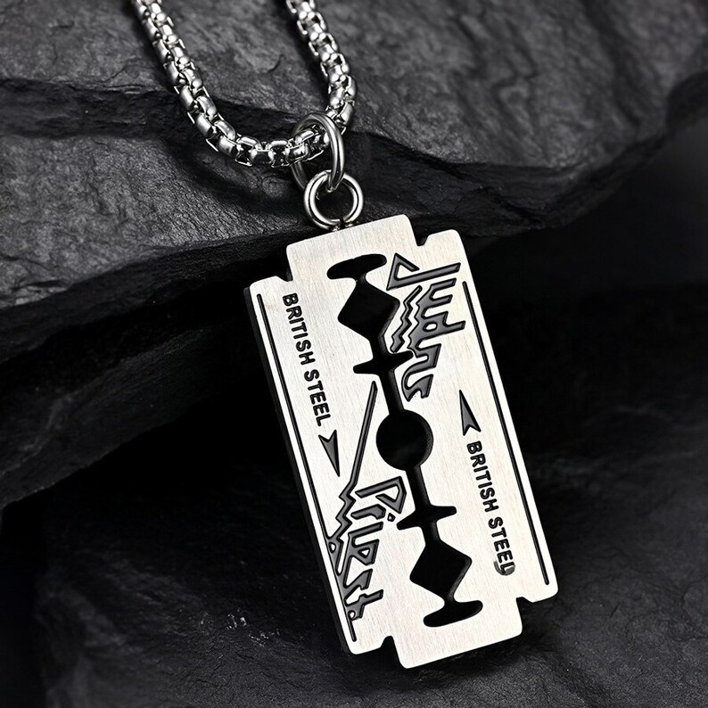 Razor blade pendant necklace Judas Priest British steel | Etsy
