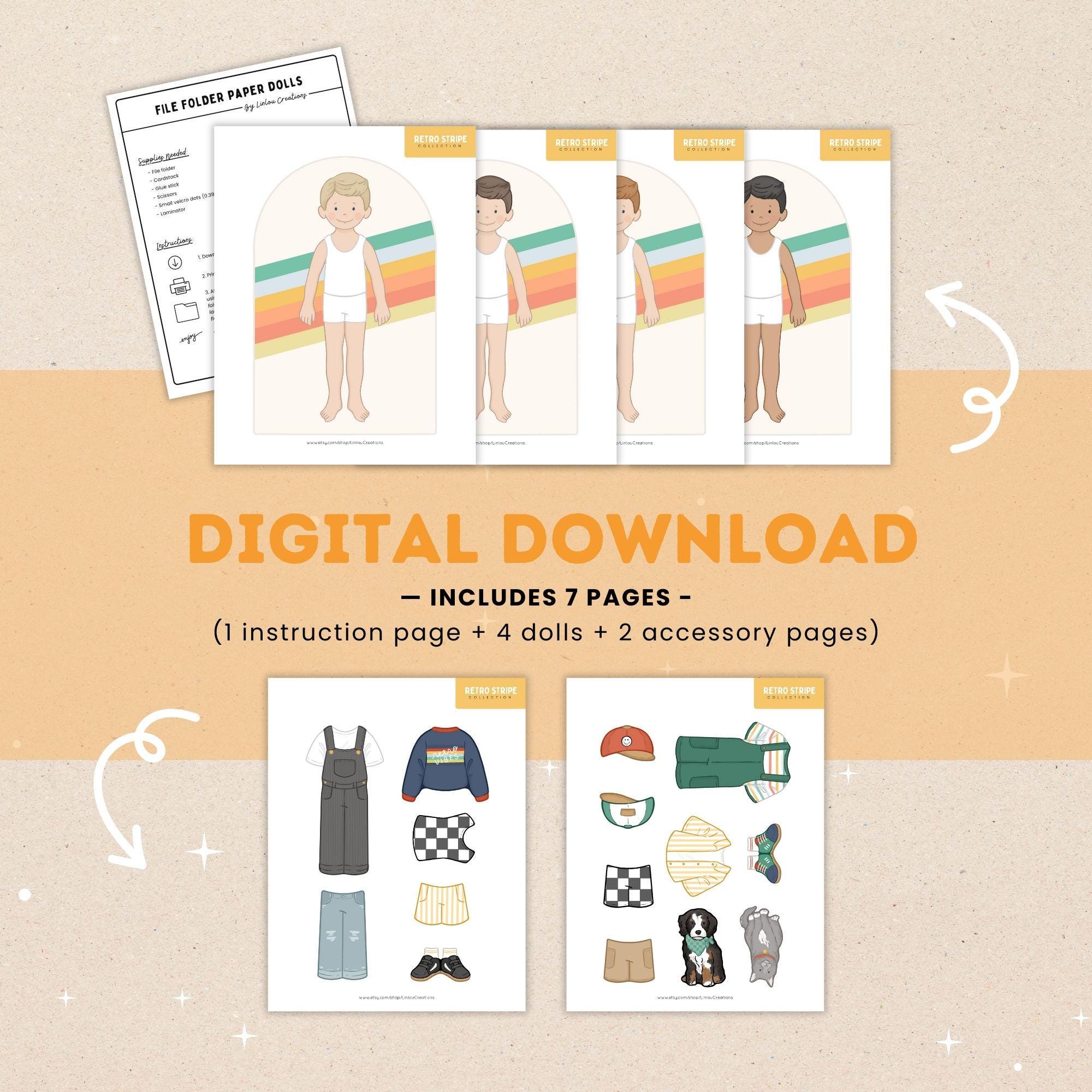 DIY Boy Paper Doll Printable, Paper Dolls, Kids Craft, Preschool, Busy ...