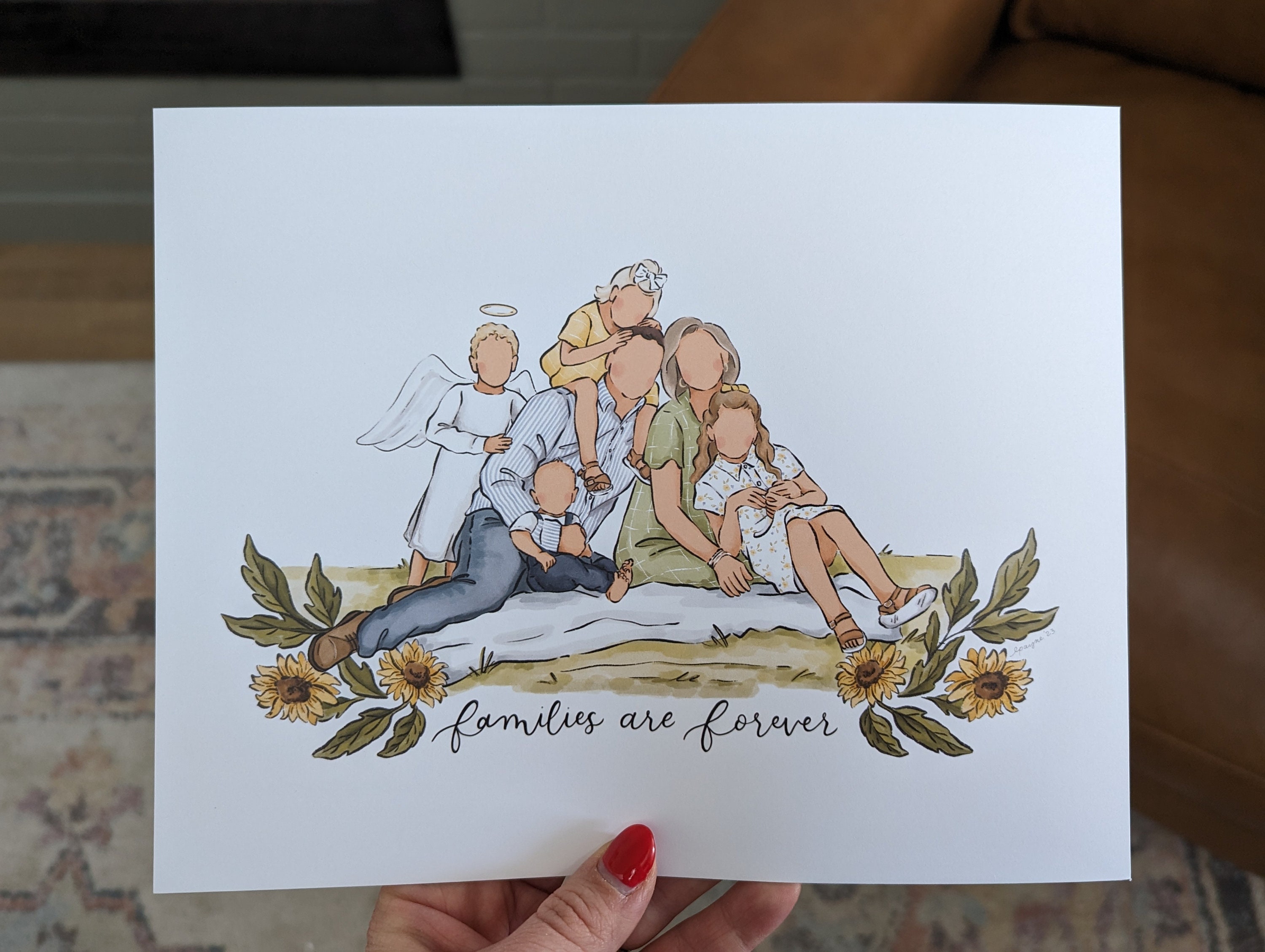 Custom Family Digital Illustration Family Portrait, Faceless Family ...