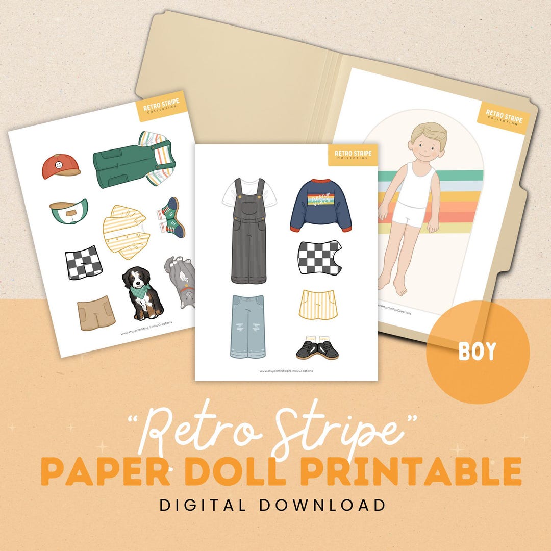 DIY Boy Paper Doll Printable, Paper Dolls, Kids Craft, Preschool, Busy ...