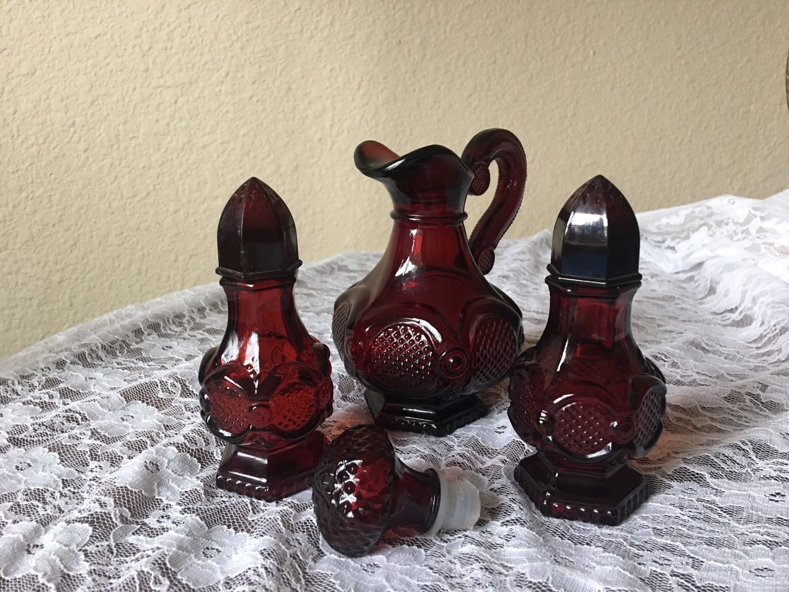 Avon Ruby Red 1876 Cape Cod Collection Lidded Cruet With Salt - Etsy