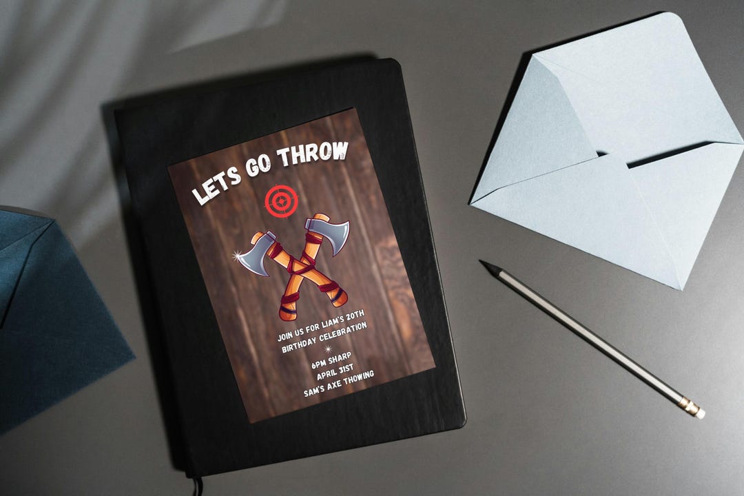 Axe Throwing Birthday Invitation | Let's Go Throw Party Invite ...