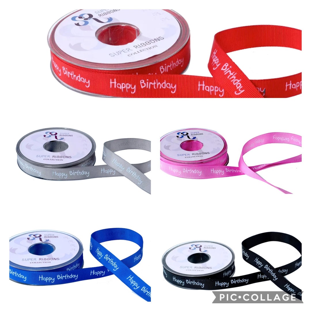 Full Reel Happy Birthday Grosgrain Ribbon 16mm X 20 Metres - Etsy