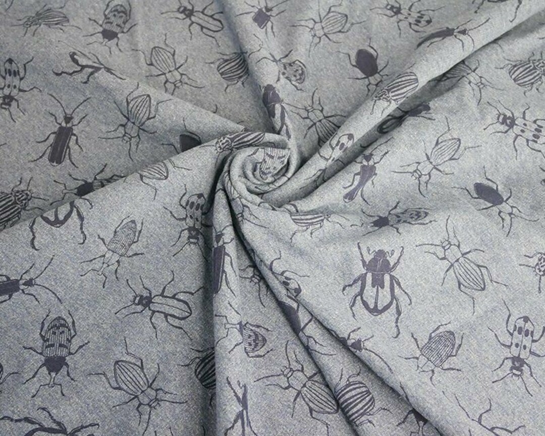 Bug Print Jersey French Terry Fabric COLOURFUL Bugs Indigo - Etsy