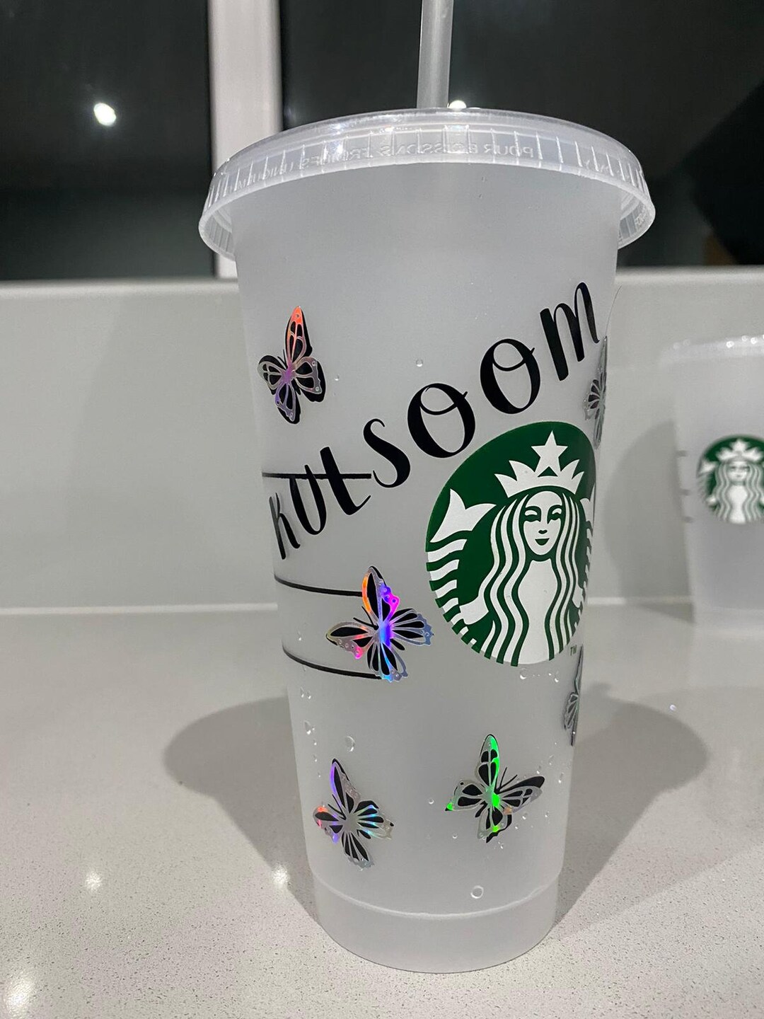Mariposas personalizadas del Reino Unido 24oz Starbucks vaso frío vaso ...