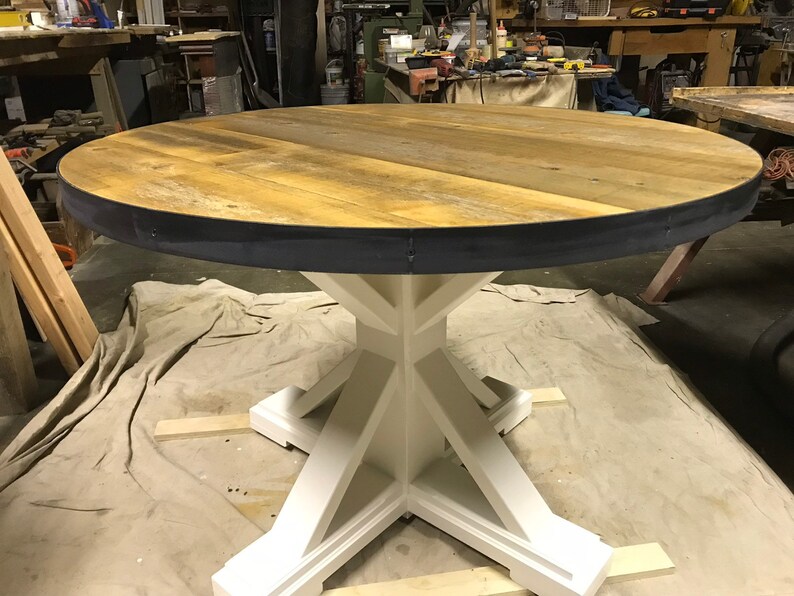 Farmhouse Dining Table, Metal Edge, Two Tone - Etsy