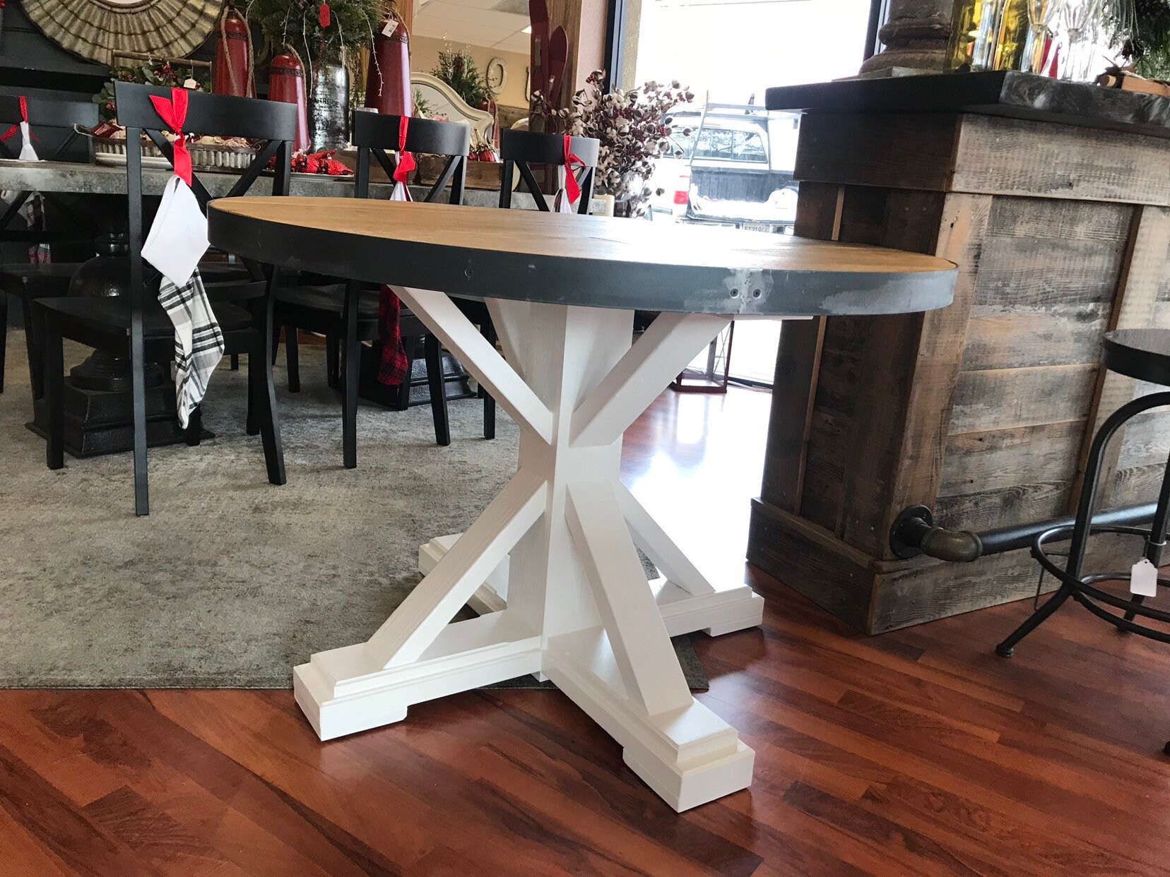 Farmhouse Dining Table, Metal Edge, Two Tone - Etsy