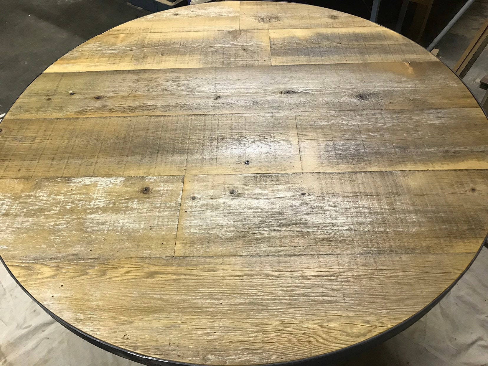 Farmhouse Dining Table, Metal Edge, Two Tone - Etsy