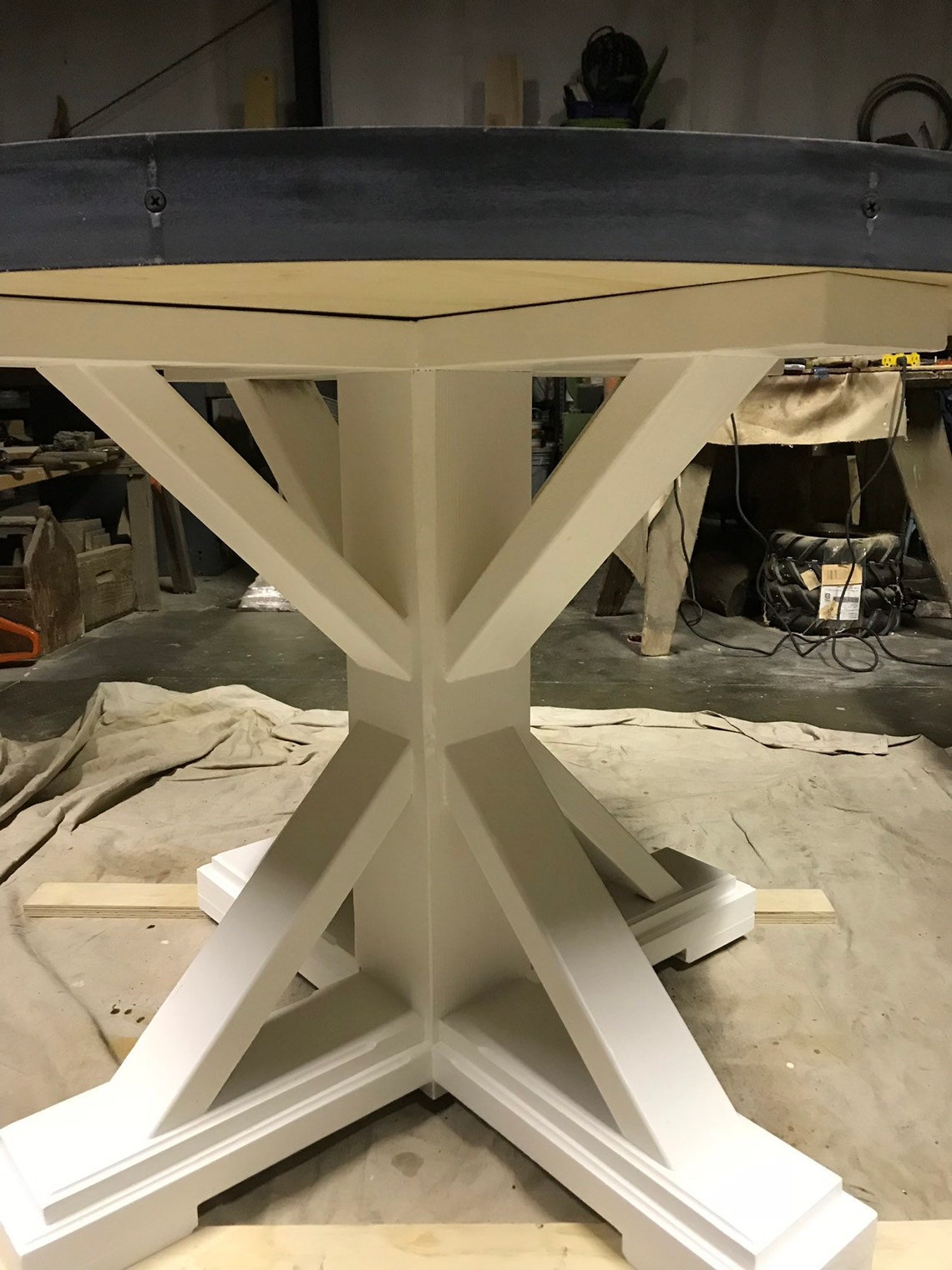 Farmhouse Dining Table, Metal Edge, Two Tone - Etsy