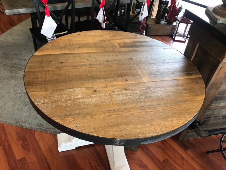 Farmhouse Dining Table, Metal Edge, Two Tone - Etsy