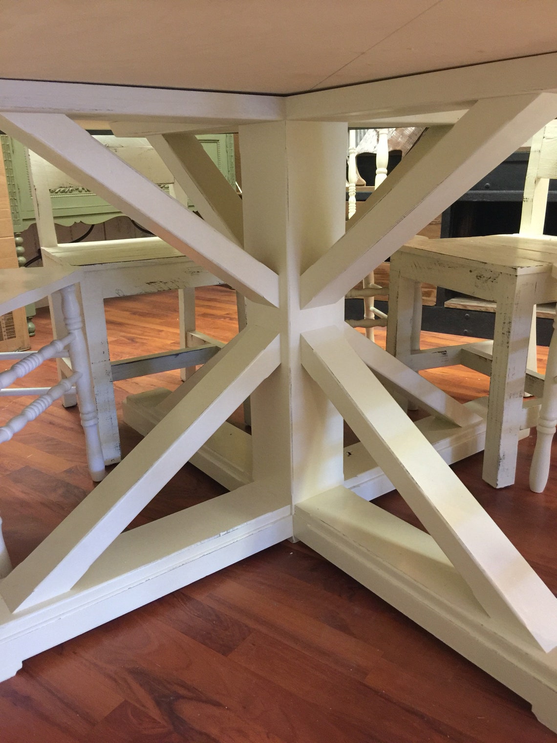 Farmhouse Dining Table, Metal Edge, Two Tone - Etsy