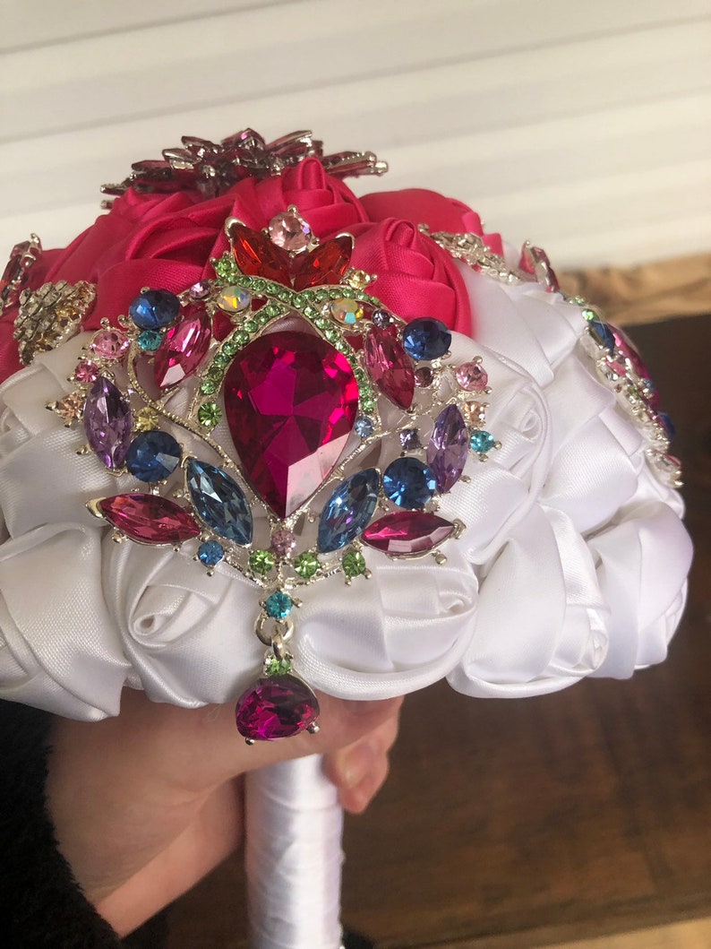 Hot Pink Bouquet Pink Brooch Bouquet Pink Bouquet brooch - Etsy