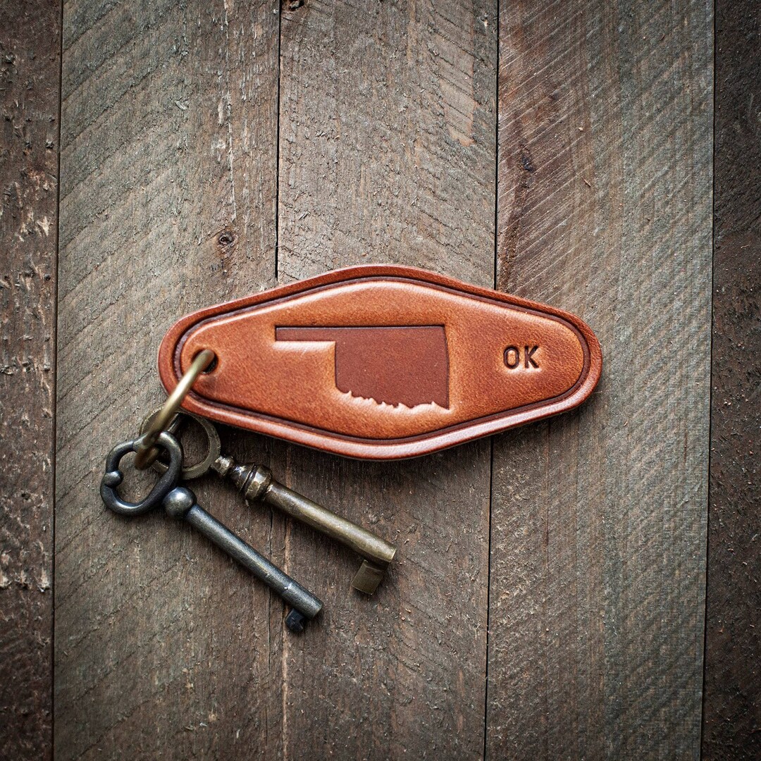 Oklahoma Leather Keychain Motel Style - Etsy