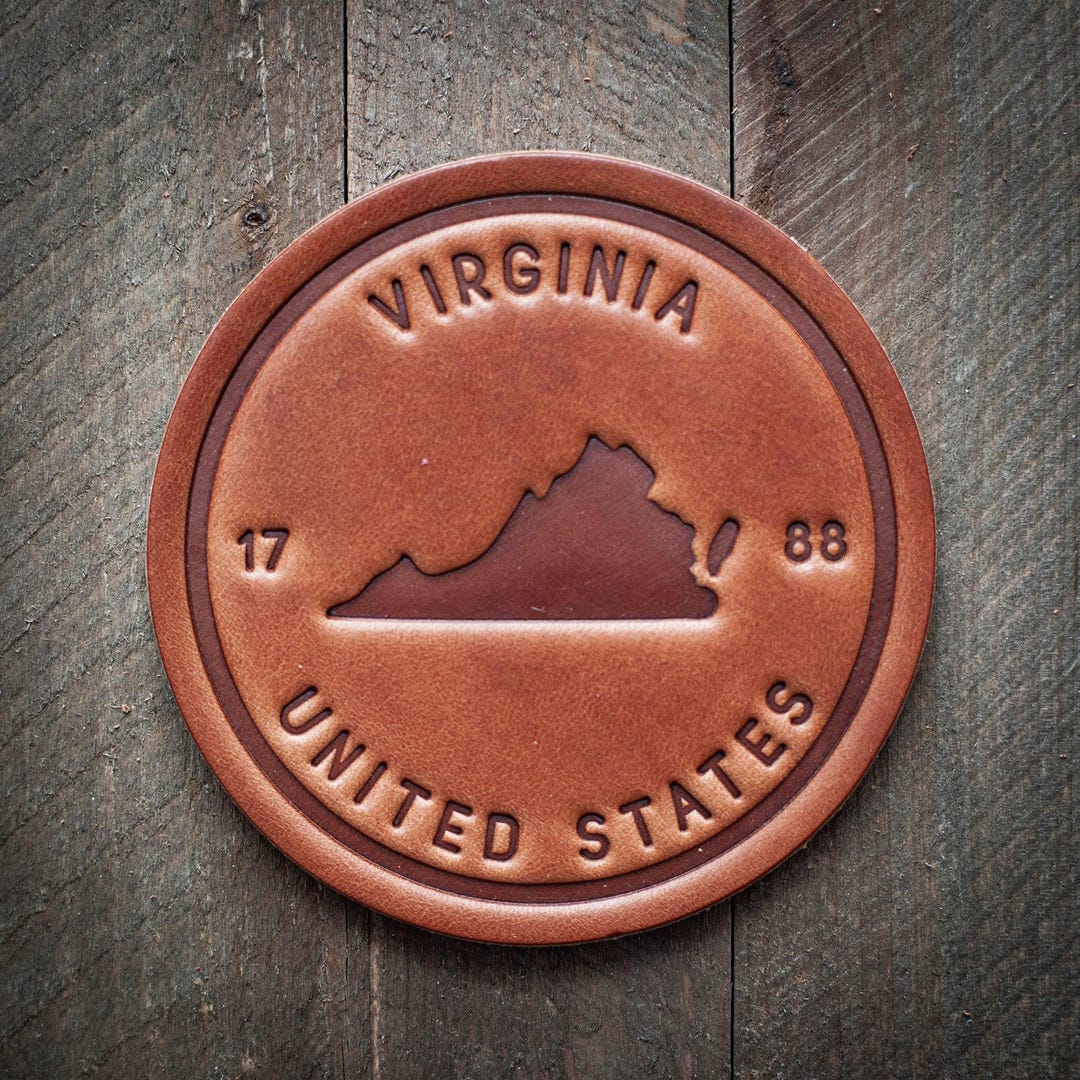 Virginia State Silhouette Leather Coaster - Etsy