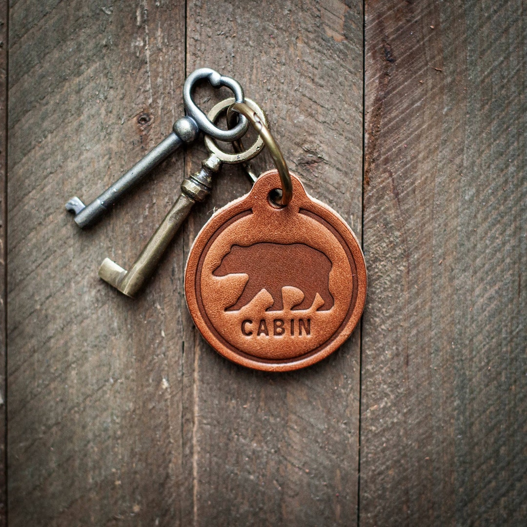 Cabin Leather Keychain Circle - Etsy