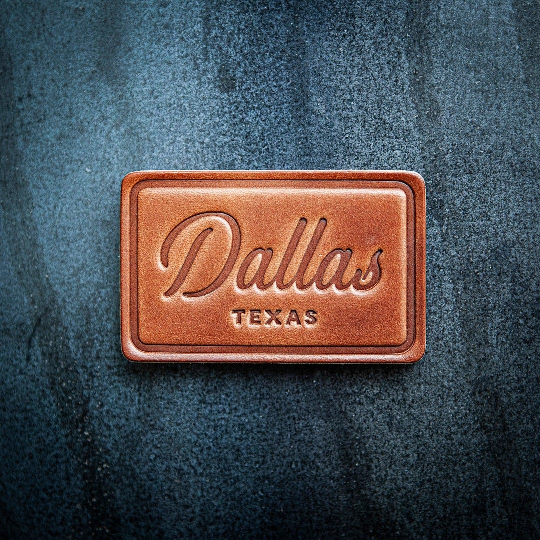 Dallas Texas Script Leather Magnet Block Style - Etsy