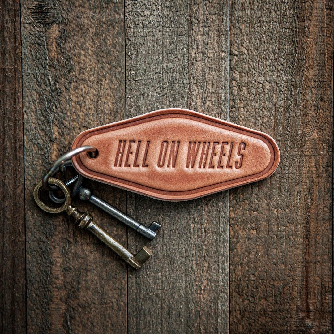 Hell on Wheels Leather Keychain Motel Style - Etsy
