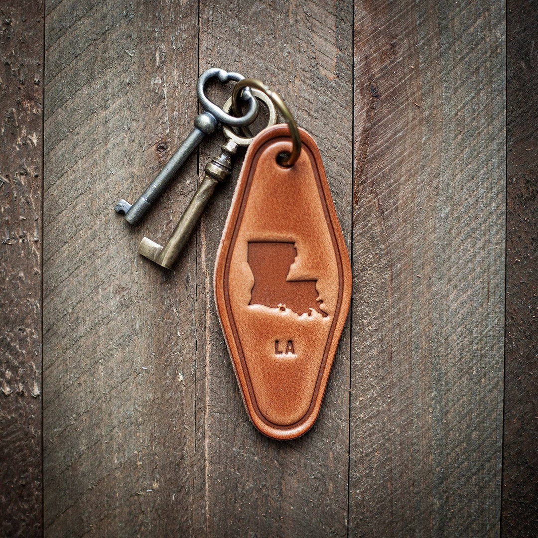 Louisiana Leather Keychain Motel Style - Etsy