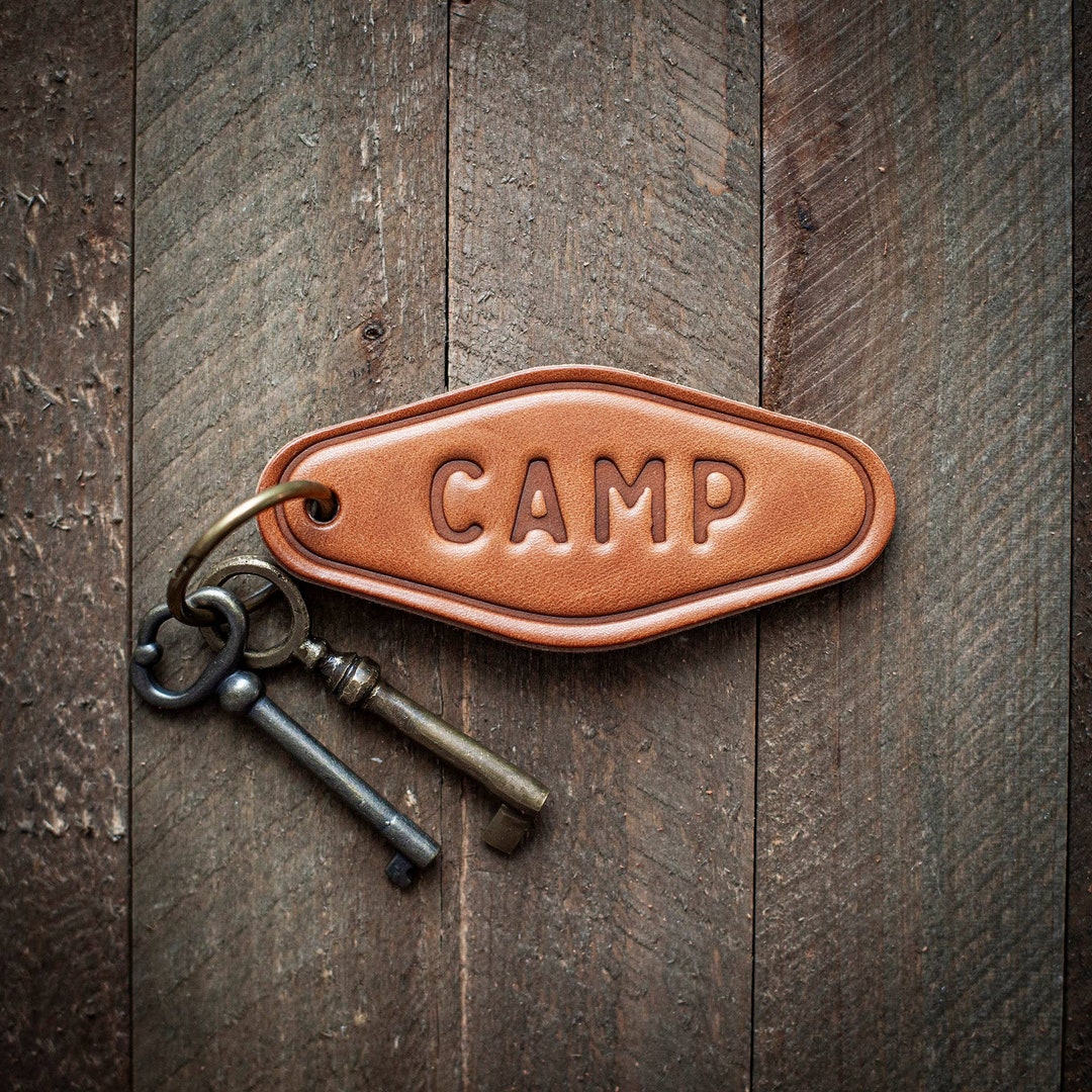 Camp Leather Keychain Motel Style - Etsy