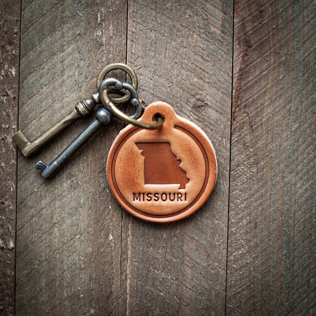 Missouri Leather Keychain Circle - Etsy