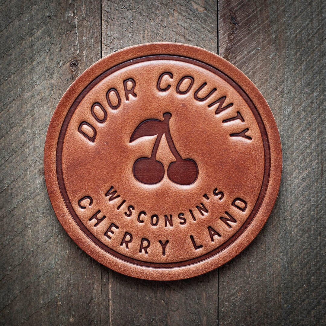 Door County Wisconsin's Cherry Land Leather Coaster - Etsy
