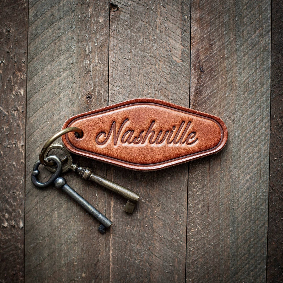 Nashville Leather Keychain Motel Style - Etsy