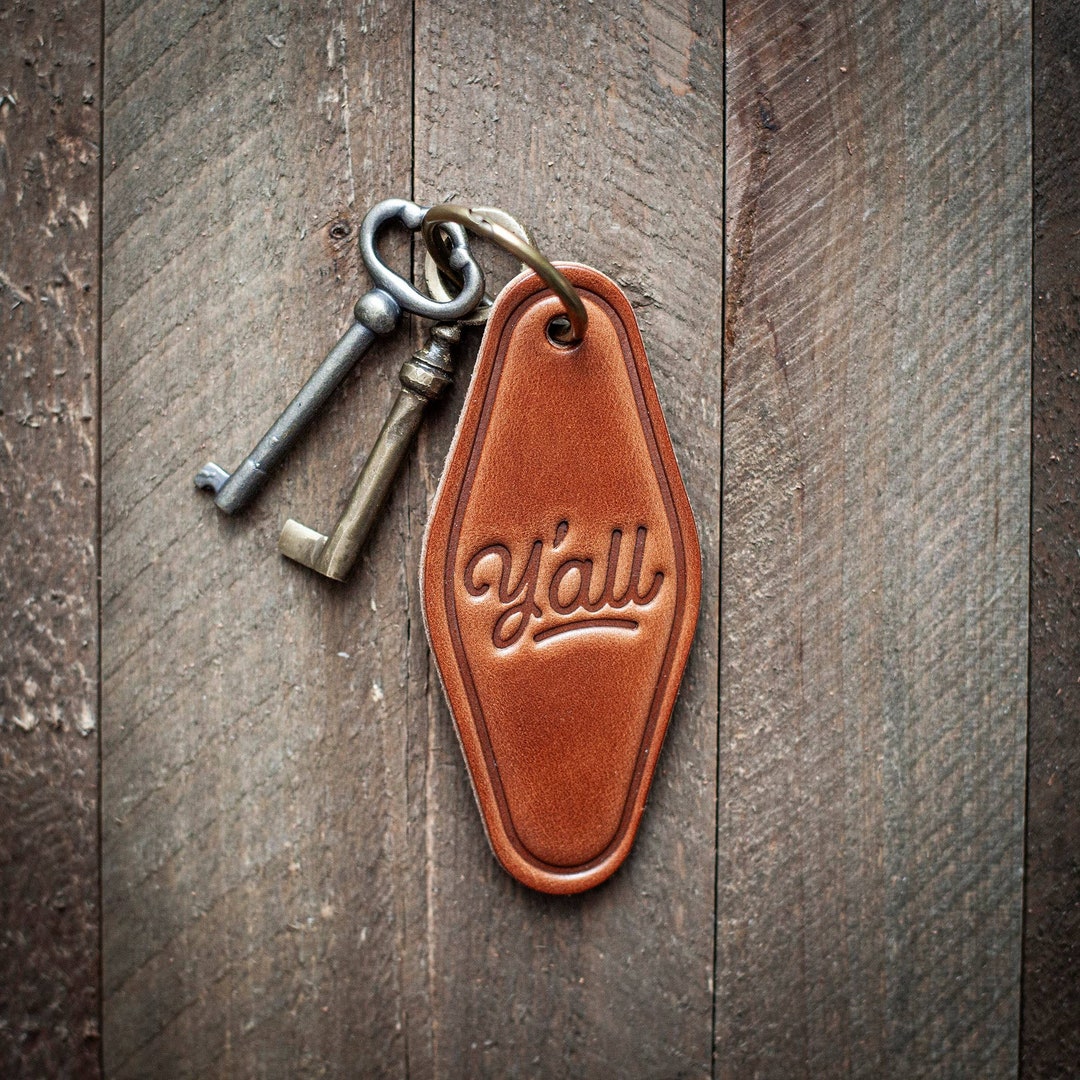Y'all Leather Keychain Motel Style - Etsy