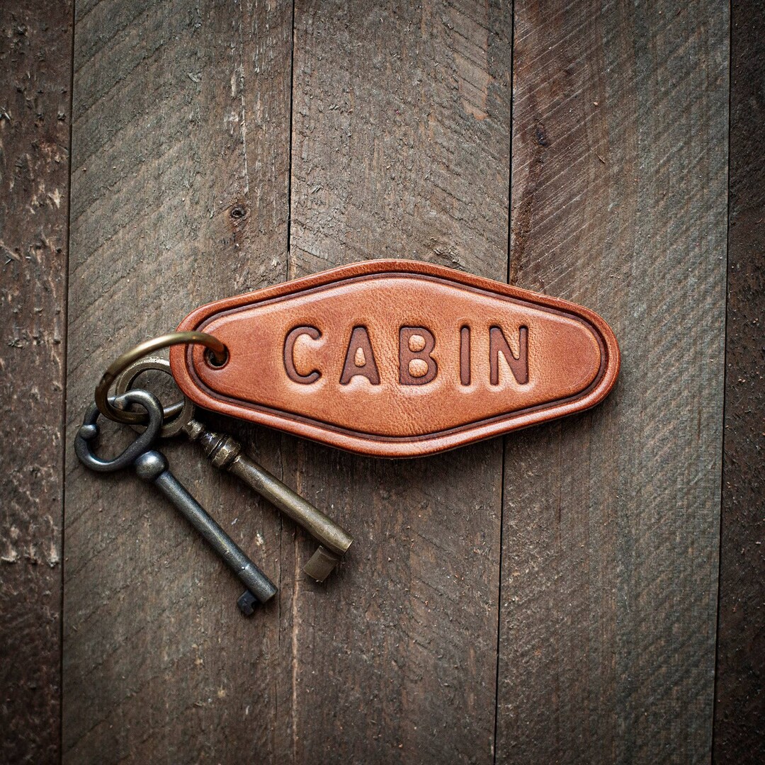 Cabin Leather Keychain Motel Style - Etsy