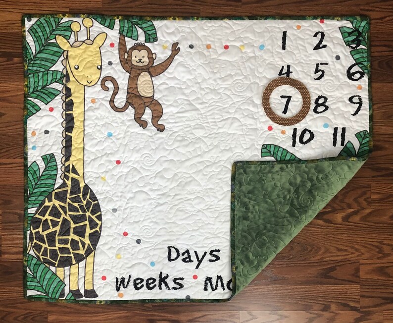 Baby Growth Mat Jungle Mat Kit or 1 Panel Baby Milestone | Etsy