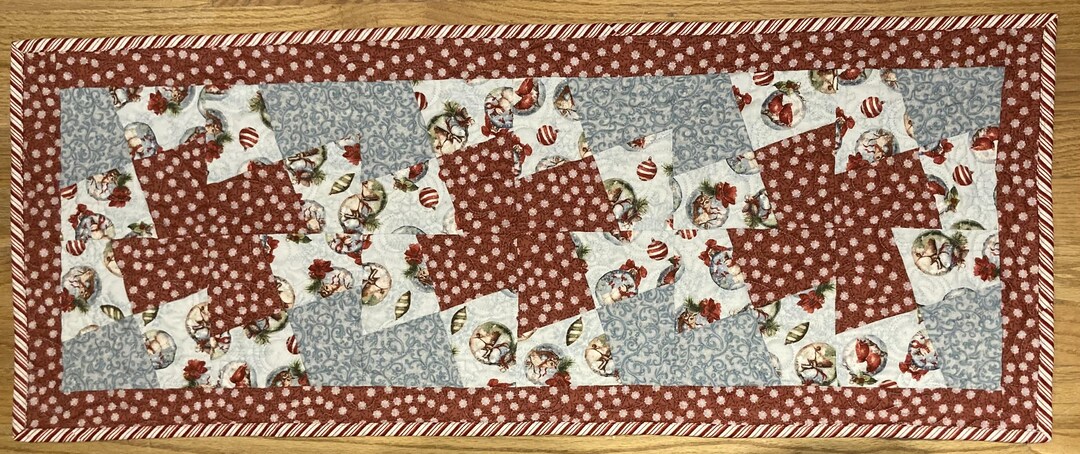 Christmas Tumbling Snow Globes Table Runner Quilt Kit From ...