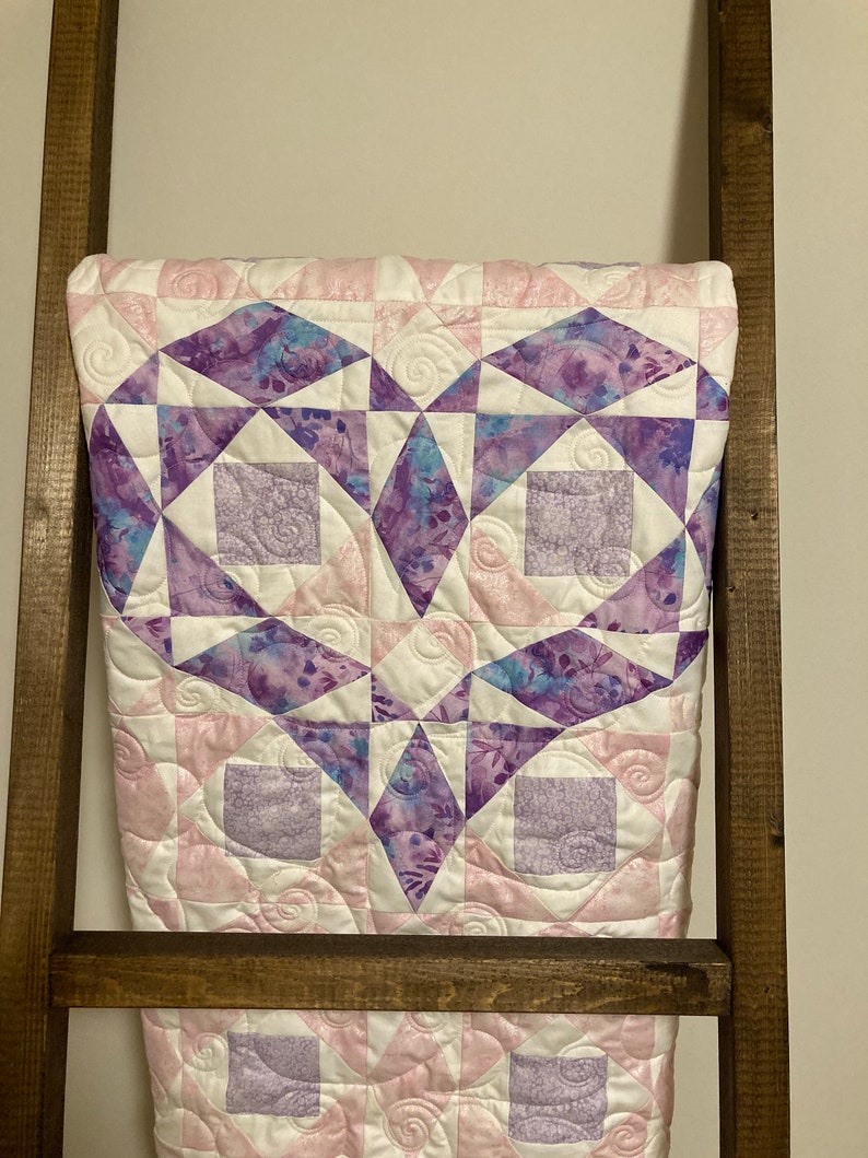 Pink and Purple Heart Quilt Baby Girl Quilt Kit Storm at Sea | Etsy