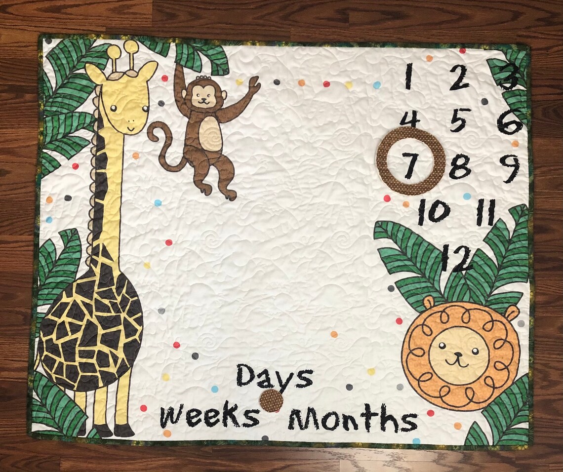 Baby Growth Mat Jungle Mat Kit or 1 Panel Baby Milestone | Etsy