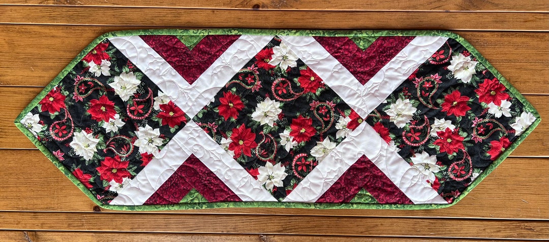 Christmas Quilt Kits, Poinsettia Table Runner, Pre Cut Quilt Kits for Beginners, Christmas Table ...
