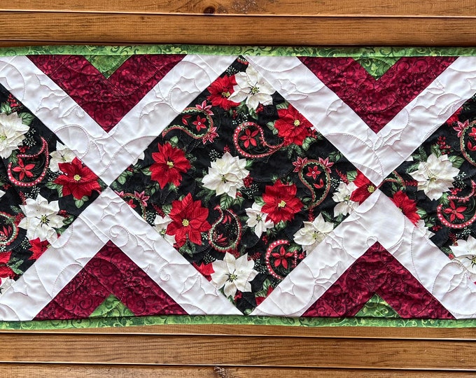Christmas Quilt Kits, Poinsettia Table Runner, Pre Cut Quilt Kits for ...