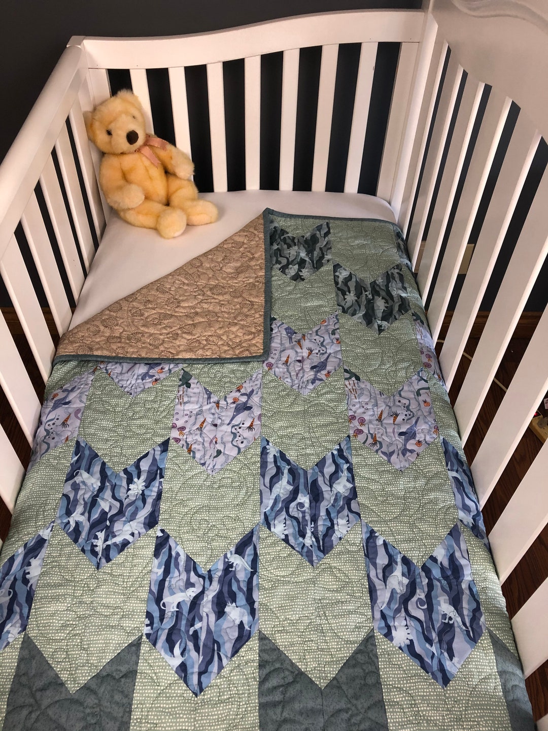 Dinosaur Baby Boy Crib Quilt Kit. All Shapes Are Pre-cut Ready for You ...