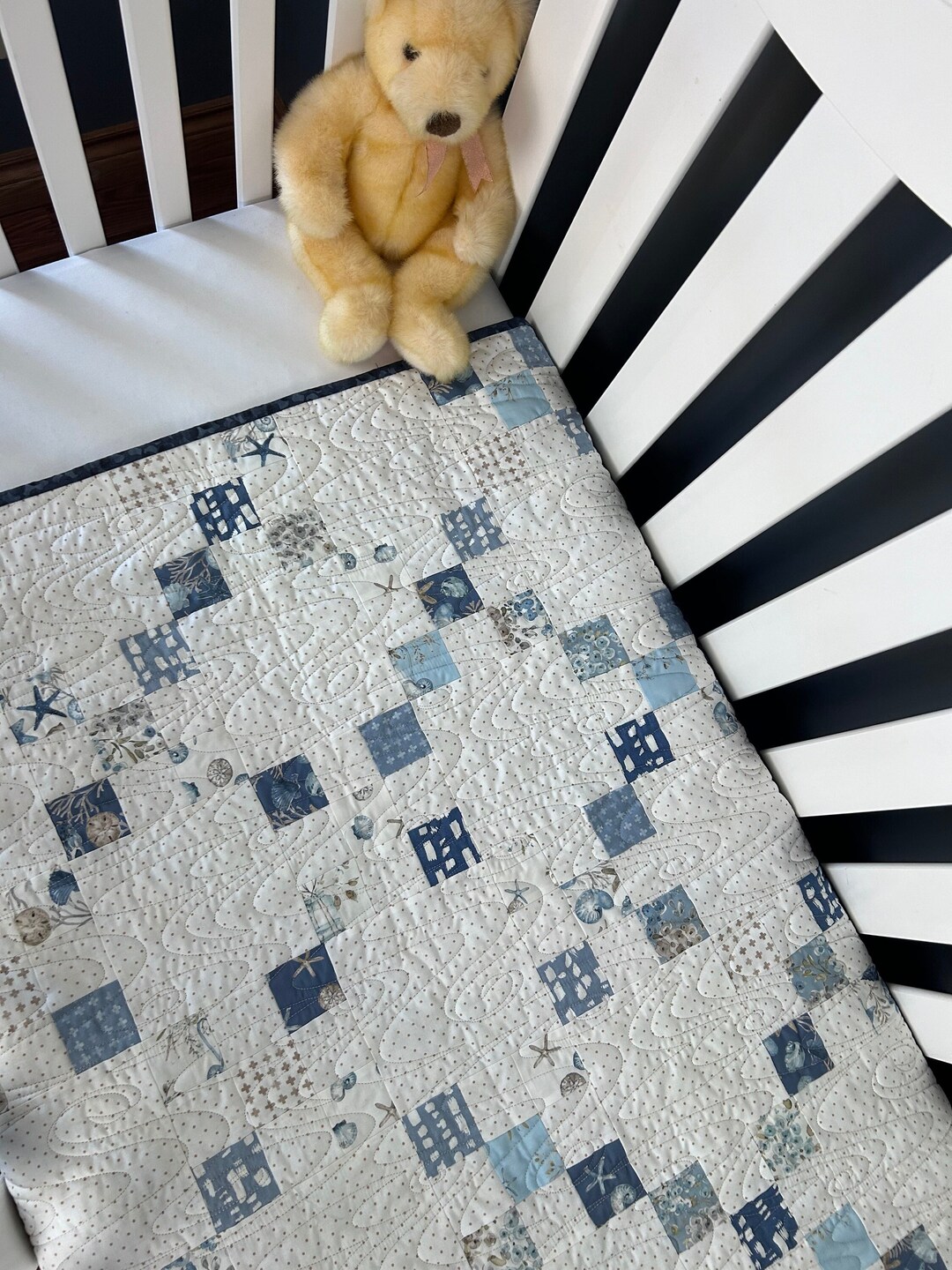 Blue Irish Chain Baby Boy Quilt Kit Precut, Ready to Sew From ...