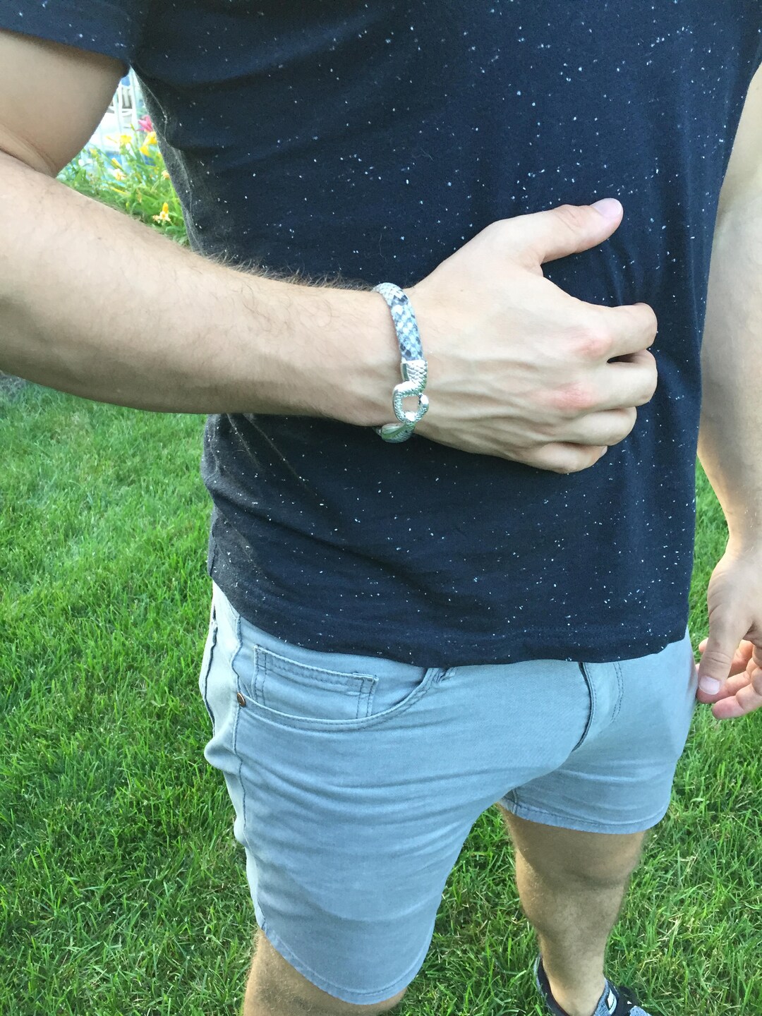 Antique Silver Connector,snake Skin Bracelet, Mens Bracelets,snake ...