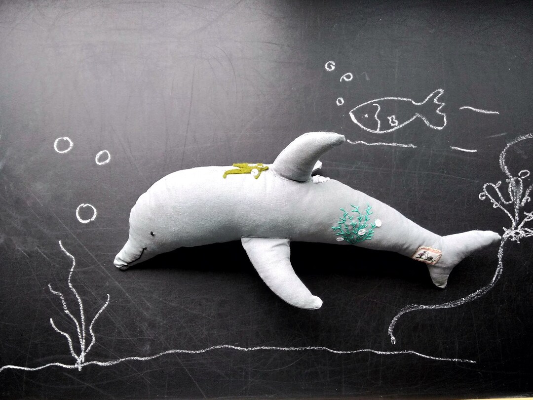 Handmade Plush Dolphin Doll for Toddlers - Dolphin Plush - Plush Animal ...