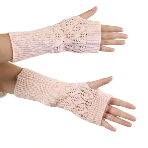 Fall/winter Half Fingerless Knitted Mitten Hands Gloves One - Etsy