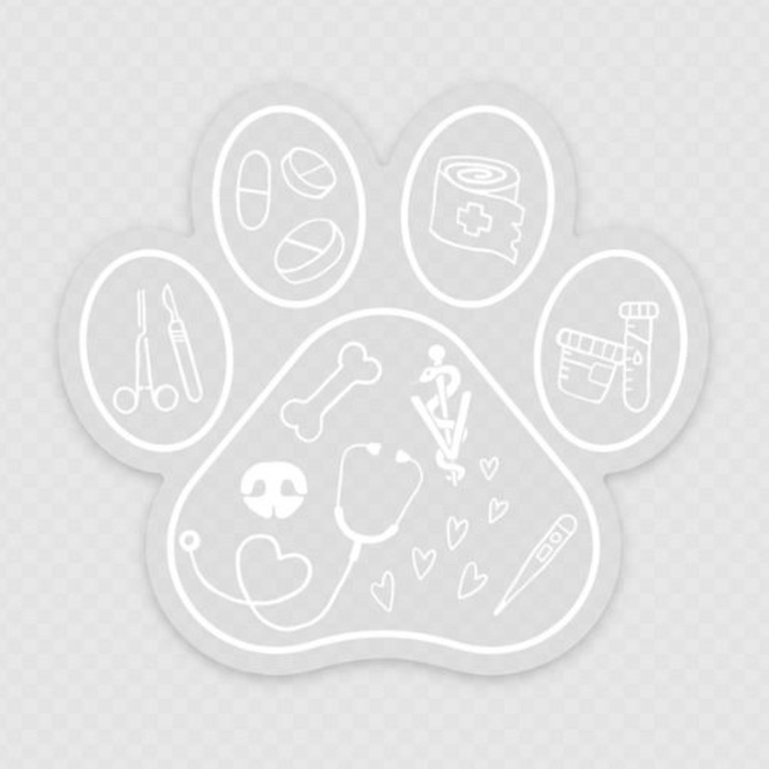 Clear Paw Print Veterinary Sticker, Vet Tech Sticker, Veterinary ...