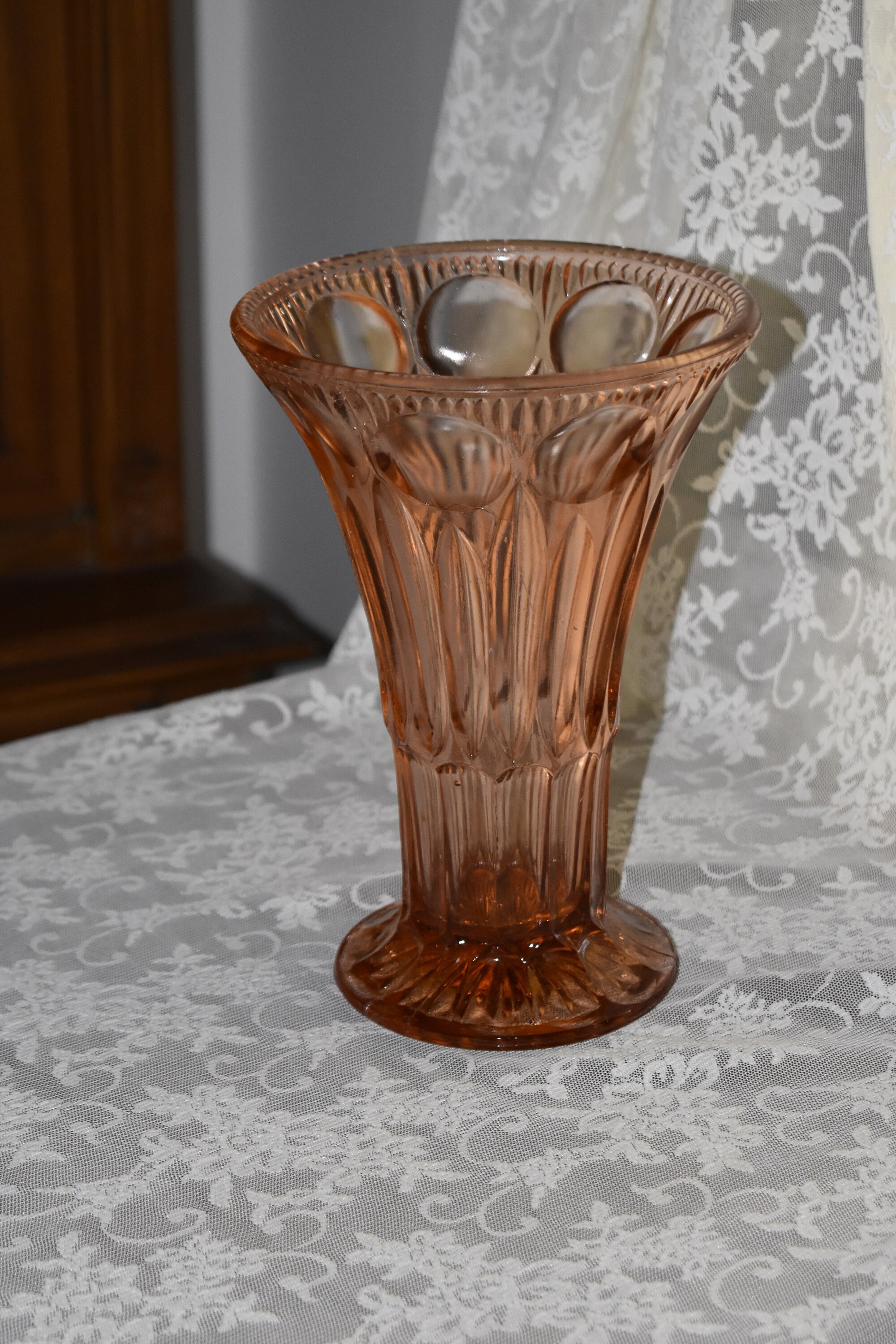 Art Deco Vase Depression Pink Glass Vase 23 Cm./ 9 - Etsy UK
