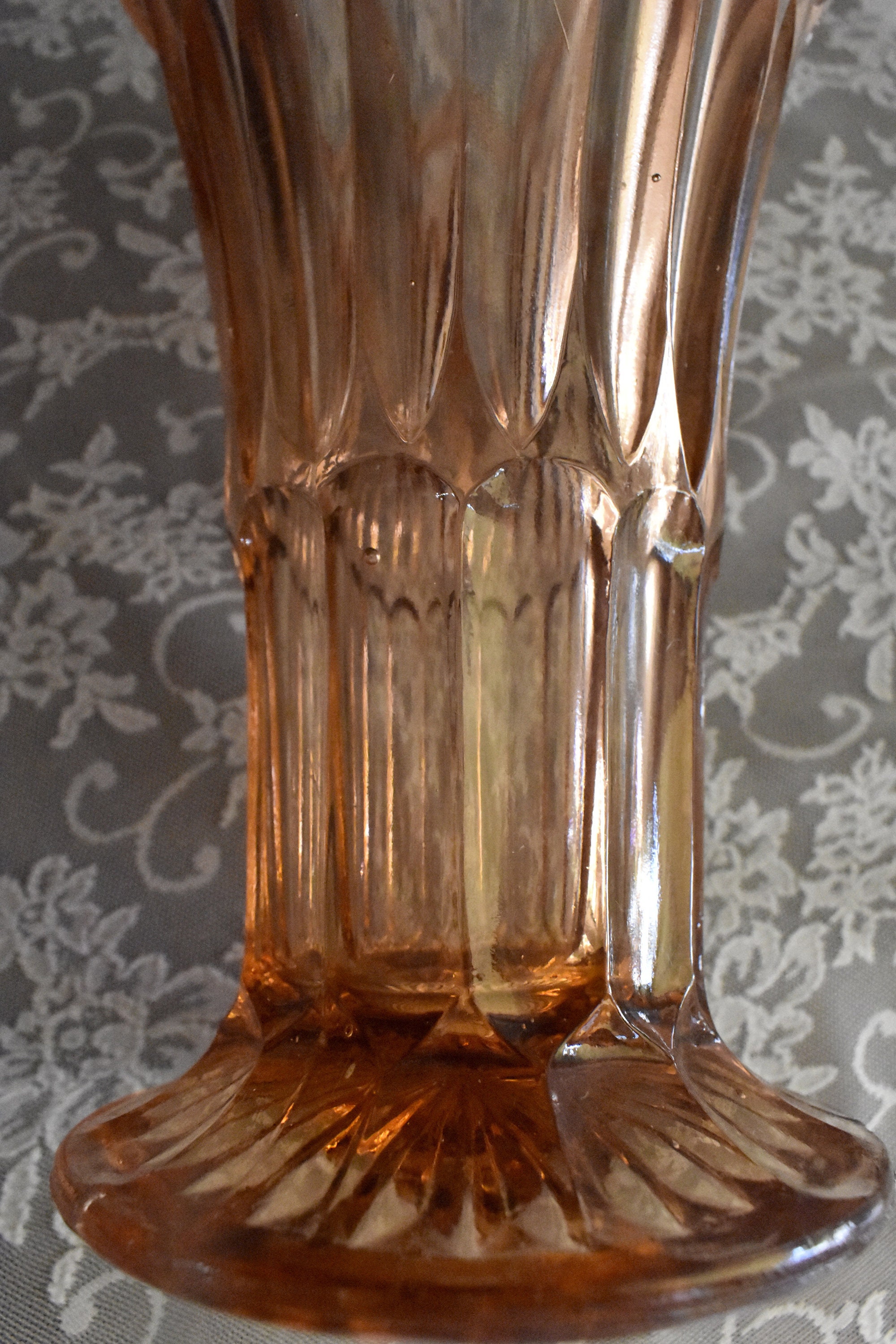 Art Deco Vase Depression Pink Glass Vase 23 Cm 9 Etsy Uk