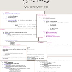 1L Contracts Complete Outline, Exam Prep, Essential Review - 12 Pages ...