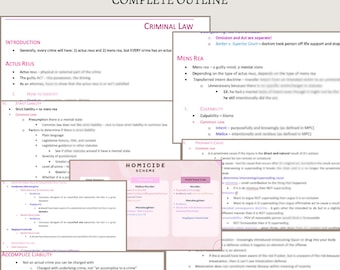 2024 1L Criminal Law Visual Actus Reus & Mens Rea Outline, Exam Prep ...