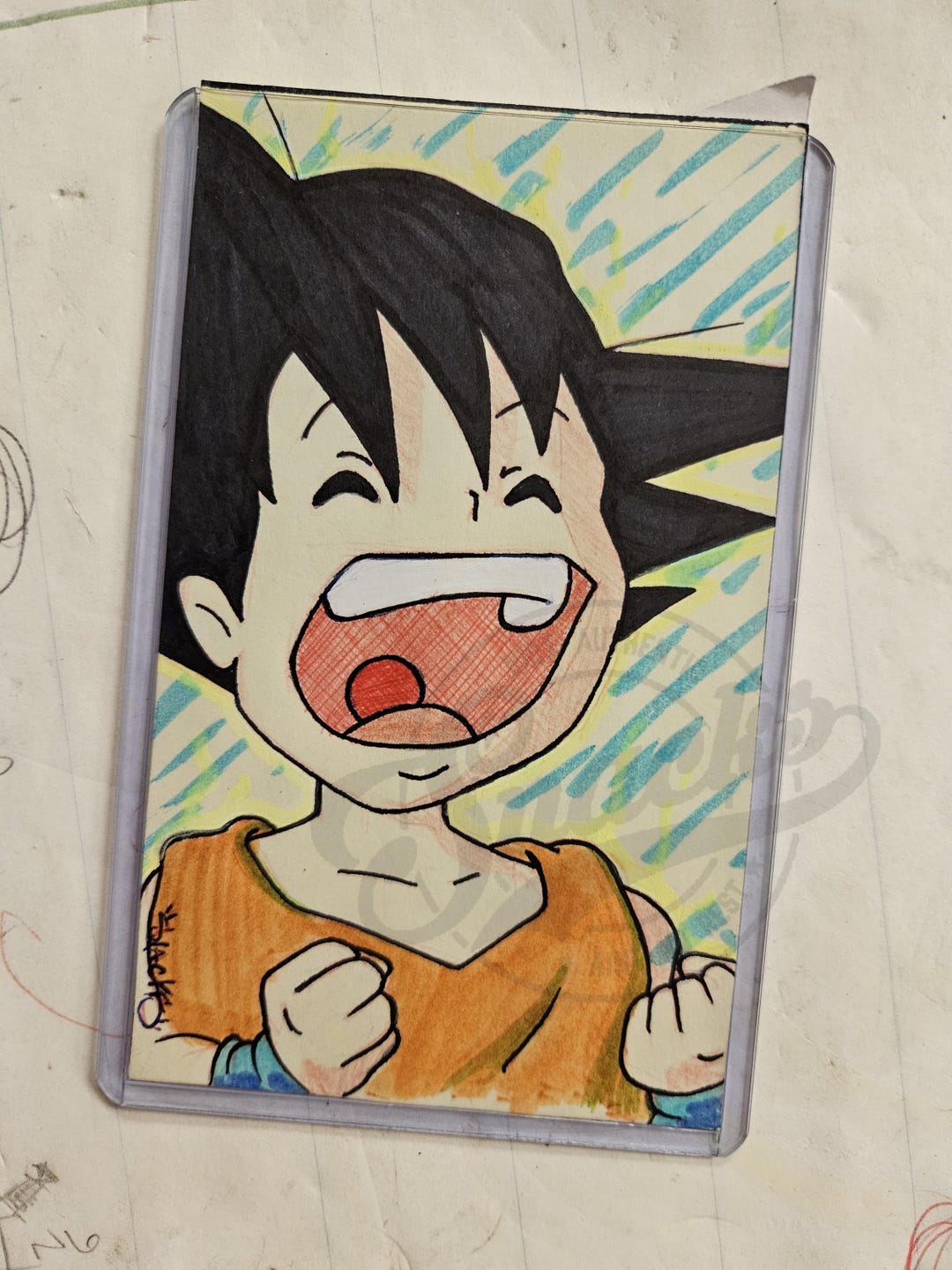Human Drawn Ghibli Style Kid Goku Post-it Art - Etsy