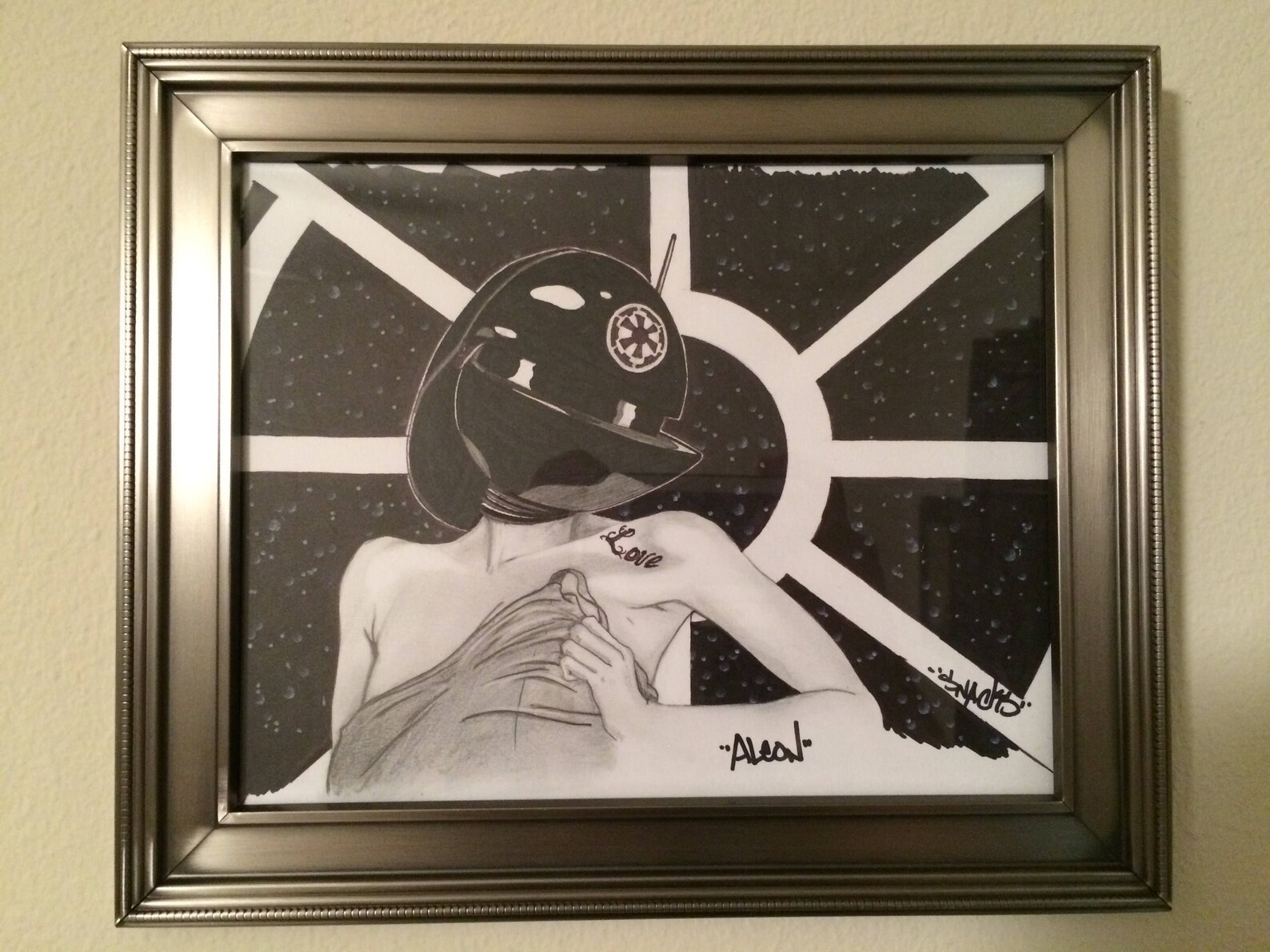 Aleon Suicide Girls Star Wars Fan Art Framed Pencil Drawing Etsy