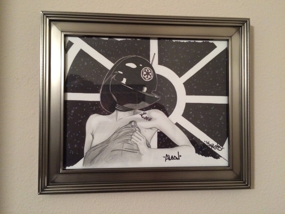 Aleon Suicide Girls Star Wars Fan Art Framed Pencil Drawing Etsy